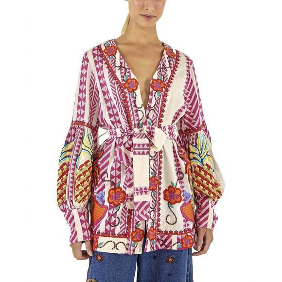 FARM Rio | Jackets & Coats | New Farm Rio Embroidered Jacquard Kimono ...